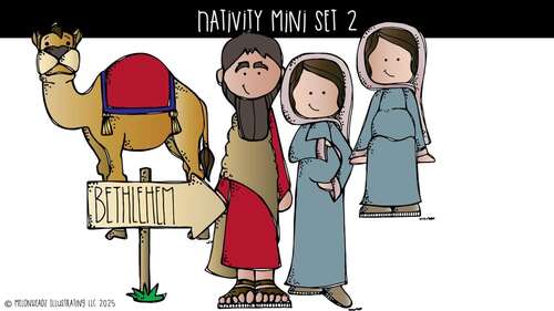 Nativity clip art Set 2, Christmas clip art Mini by Melonheadz Clipart