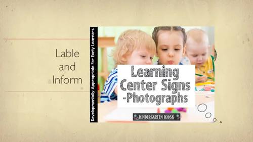 Center Signs With Photographs by Kindergarten Kiosk | TPT