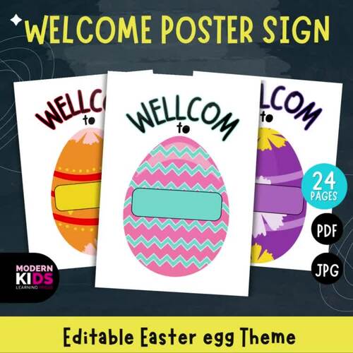 Welcome Poster Sign | Easter Egg Theme by ModernKids LearningPress