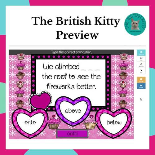 Valentine's Day Prepositions Grammar Boom Cards™ by The British Kitty
