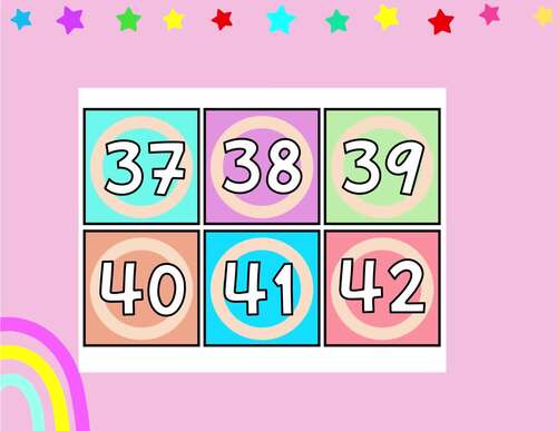 Printable Bright Number Flashcards, Number Spots, Calendar Numbers