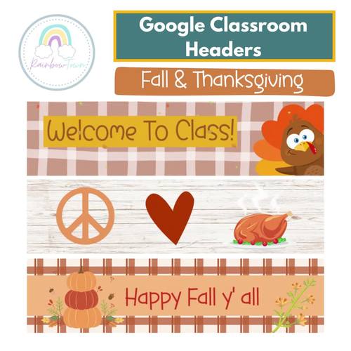 Fall and Thanksgiving Google Classroom Headers November Banners by ...
