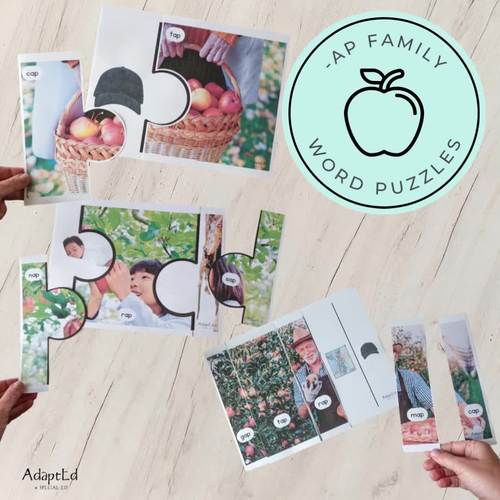 Apple Themed SOR CVC Picture Puzzles Mats Using -AP Word Family PreK ...