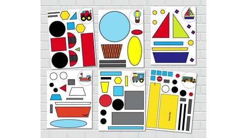 Build a Shape Car, 2D Shapes Center Activities, File Folder Games