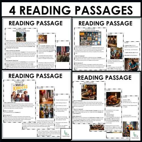 November Activities | Reading Comprehension | Middle | Wordsearch ...