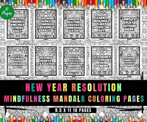 4th Grade New Years Resolution Activities, SEL Coloring For Kids