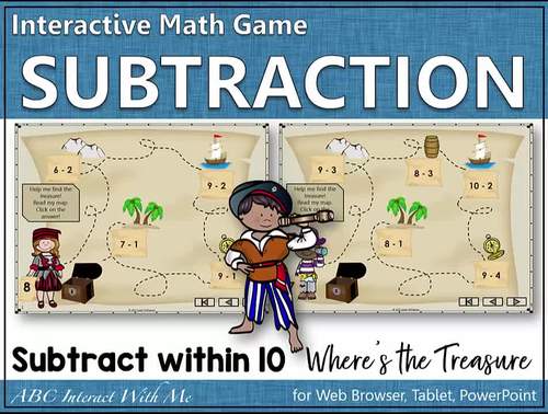 Subtraction within 10 Interactive Math Game {Where's the Treasure}