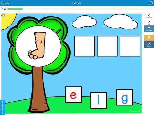 CVC Words Digital Boom Cards™ Short E Build a Word for Distance Learning
