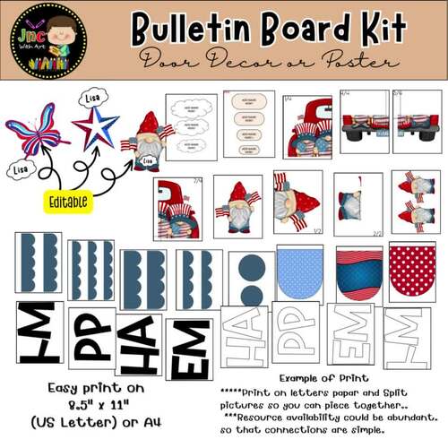 Memorial Day Gnomes Patriotic May Bulletin Board Kit Classroom Decor ...
