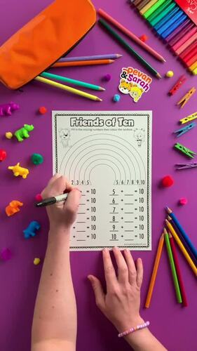 Friends of Ten Equations | Rainbow Tens Facts | Number Bonds by Pevan ...