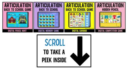 Bundle of Digital Back To School Articulation Games For Speech Therapy