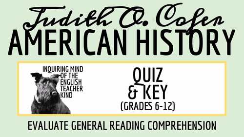 "American History" by Judith Ortiz Cofer Quiz and Answer Key | Coming ...