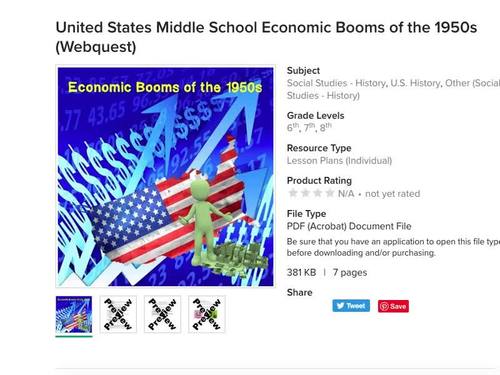 United States Middle School Economic Booms of the 1950s (Webquest)