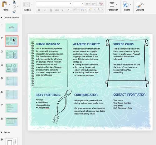 Art Syllabus. 100% Editable with sample text for Art 1 included.