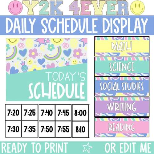 Retro Editable Daily Schedule Display for Classroom / Groovy Visual ...