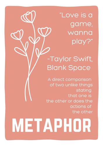 Taylor Swift Literary Devices Posters for Classroom by Ms B Creates