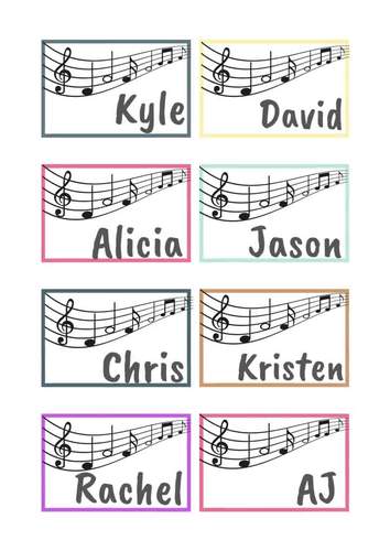 Music Student Name Labels → PRINTABLE Classroom Tags / Cards | TPT
