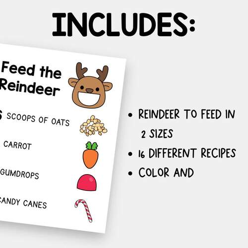 Feed the Reindeer Christmas Holiday Sensory Bin Recipe Cards Pretend Play