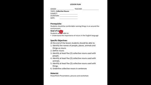ESL Lesson Plan Collective Nouns by TeachDEZway | TPT