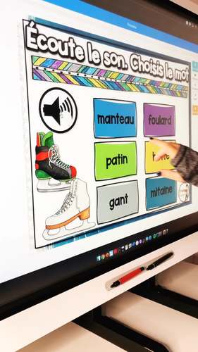 French BOOM card - Distance Learning - Jeu AUDIO - L'HIVER - 24 cartes