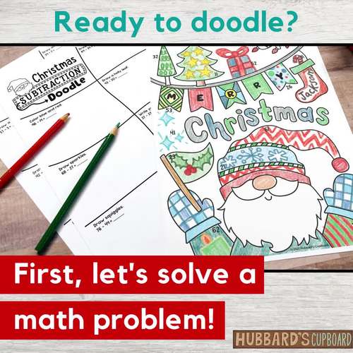 Christmas Math - Up to 3-Digit Subtraction With & W/out Regrouping - Gnome