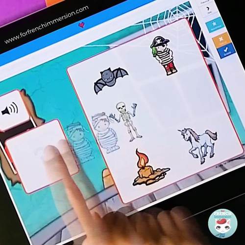 French Halloween Vocabulary Practice with Audio FRENCH BOOM CARDS