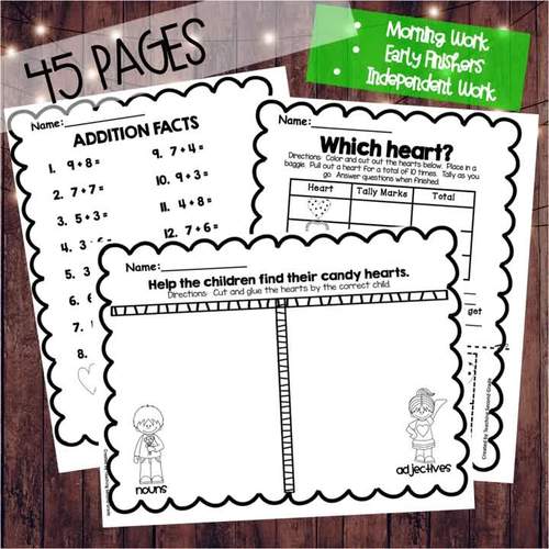 Valentines Day Worksheets - Math and Literacy Activities for 1st and ...