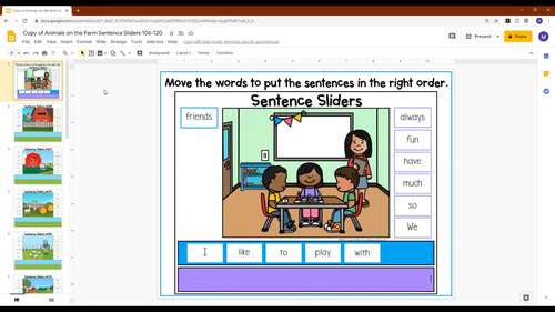 Sentence Building for Google Slides™: Farm Animals by Resource Ranch