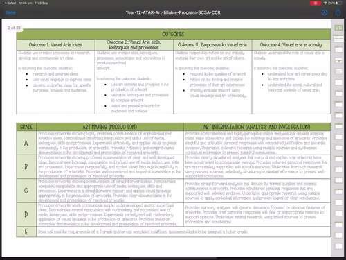 Year 12 ATAR Art Editable Program Planner/Daily Work-pad SCSA | TpT