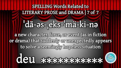 SPELLING Words Related to LITERARY PROSE and DRAMA by One Aqua Clear Book