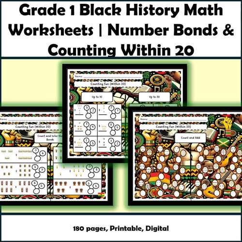 Grade 1 Black History Math Addition Count Solve Number Bond Within 20 Pack