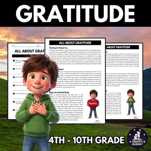 Gratitude | Reading Comprehension | Social Emotional Learning | Worksheet