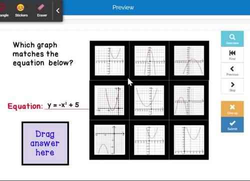 Valentines Day Algebra 1 Quadratic Graph Match to the Equation Boom ...