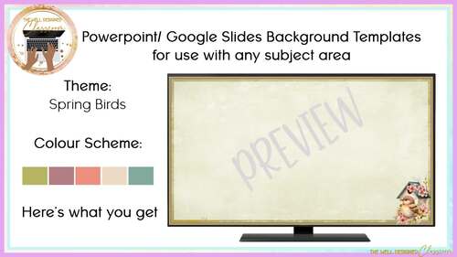 Powerpoint/ Google slides background templates for any subject- Spring ...