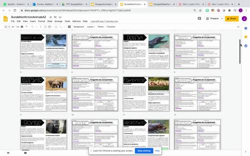 BUNDLE Comprension de lectura Animales A-Z - Spanish Reading Test Prep