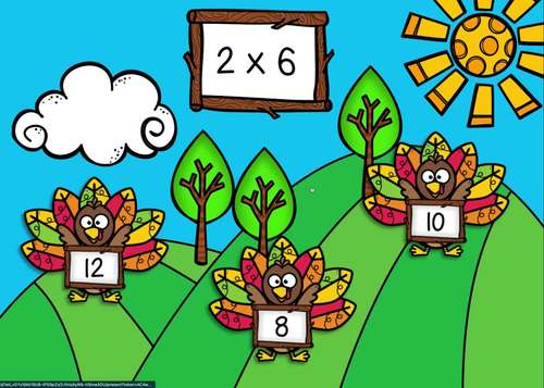Thanksgiving Catch the Turkey Multiplication Facts for Google Slides