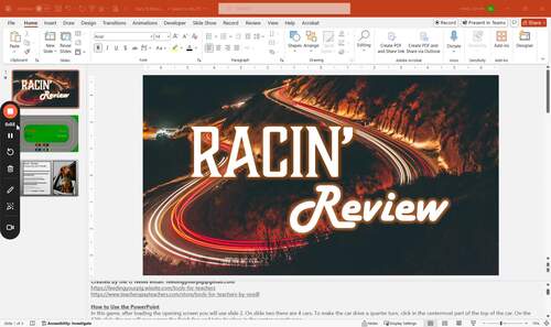 Ready to Play Racing Themed PowerPoint Game - no prep required | TPT