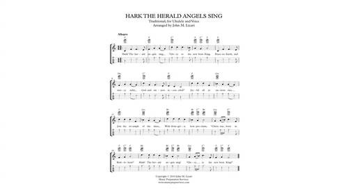 Hark! The Herald Angels Sing (Ukulele chords, tablature, and voice)