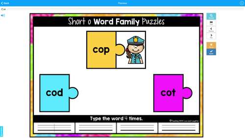 CVC Word Family Puzzles Short o Edition Boom Cards™ | TPT