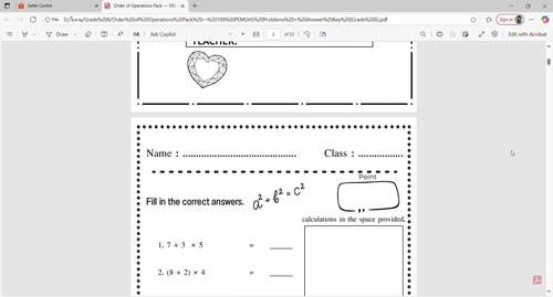 Order of Operations Pack — 100 PEMDAS Problems + Answer Key (Grade 6)