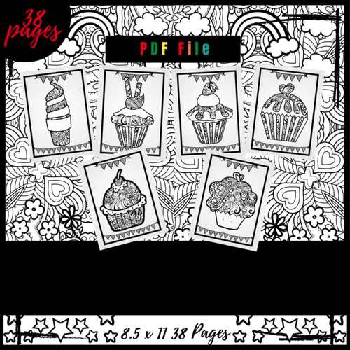 Sweet Desserts Mandala Coloring Pages, Sheets PDF, Printable Pages
