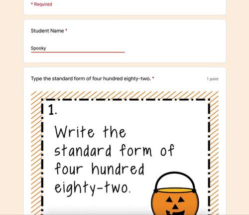 Halloween 3 Digit Place Value Number Forms Task Cards Print and Digital