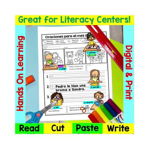 MATCH UP SENTENCES IN SPANISH YEAR BUNDLE PRINT AND DIGITAL | TpT