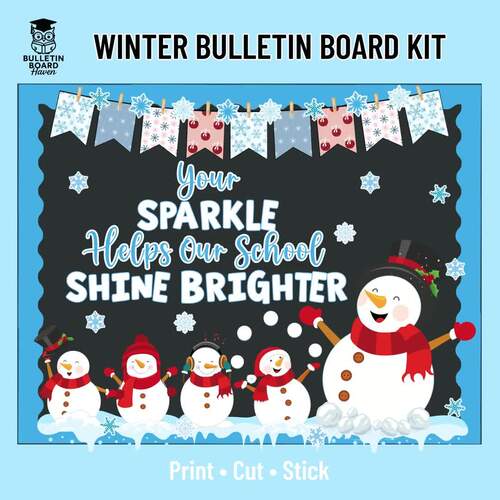 Winter Bulletin Board Kit Snowman Door Decor January Kindness Classroom ...