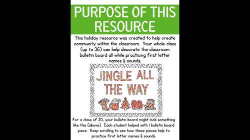 First Letter Name & Sound | Holiday Bulletin Board or Door Decor Class ...