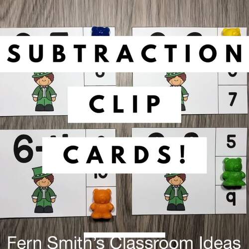 Subtraction Clip Cards March Bundle by Fern Smith's Classroom Ideas