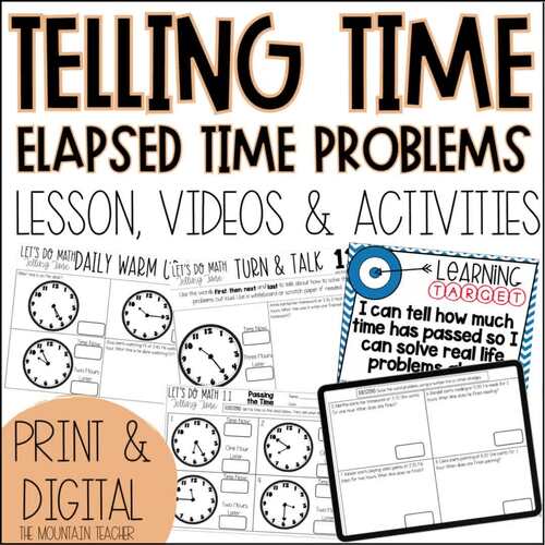 Elapsed Time Word Problems Worksheets | 2nd or 3rd Grade Telling Time ...