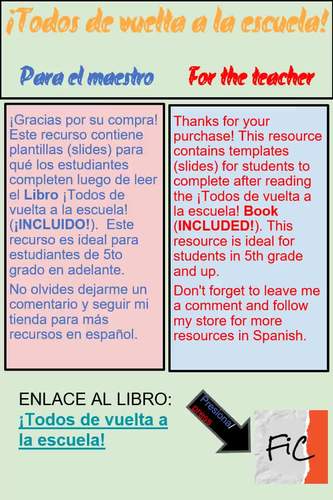Libro y actividades-¡Todos de Vuelta a la escuela! by FiC | TPT