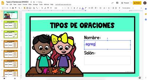 SPANISH Types of Sentences - Los tipos de oraciones by MM Bilingual