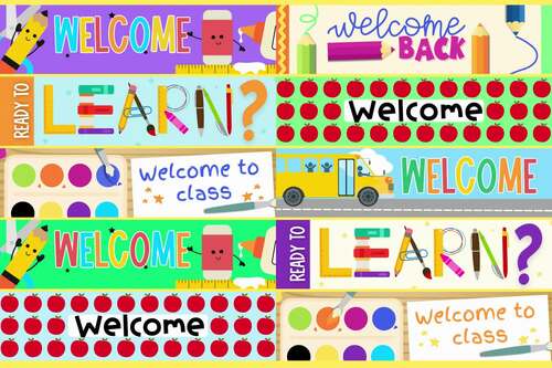 Back to school animated Google Classroom and Forms headers banners